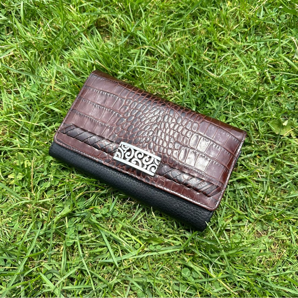 Vtg Brighton Wallet Brighton Crocodile Embossed Black… - Gem